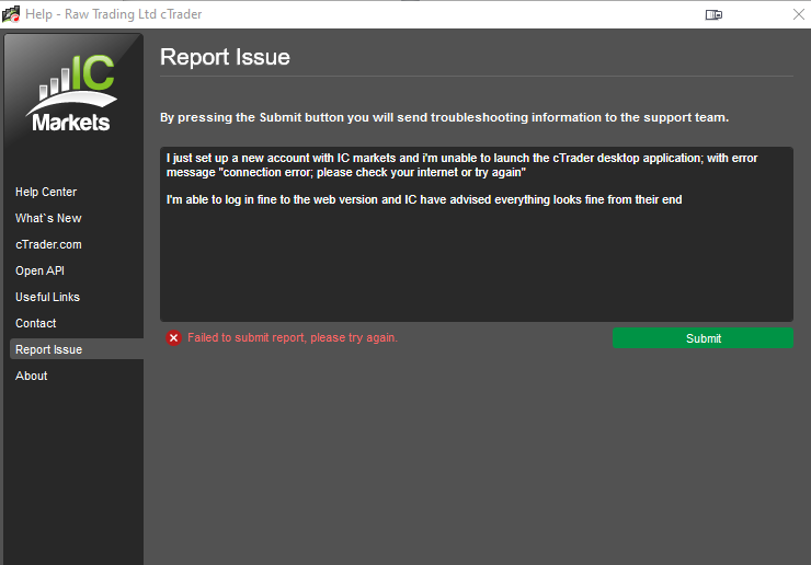 cTrader Forum - connection error