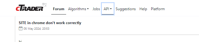 cTrader Forum - SITE in chrome don't work correctly